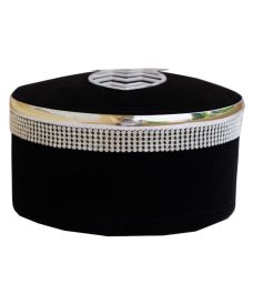 Black & Silver Sufi Cap With Nalain Paak | Sufi Cap | Islamic Shop