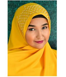 Iffath Yellow Wedding/Luxury Hijab | Handwork Hijabs | Islamicshop